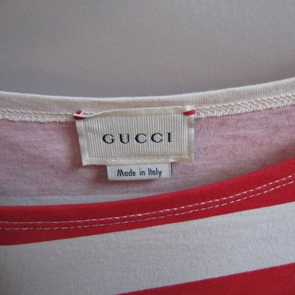 Gucci | Tops | Gucci Red And White Striped Bee Boxy Tshirt | Poshmark